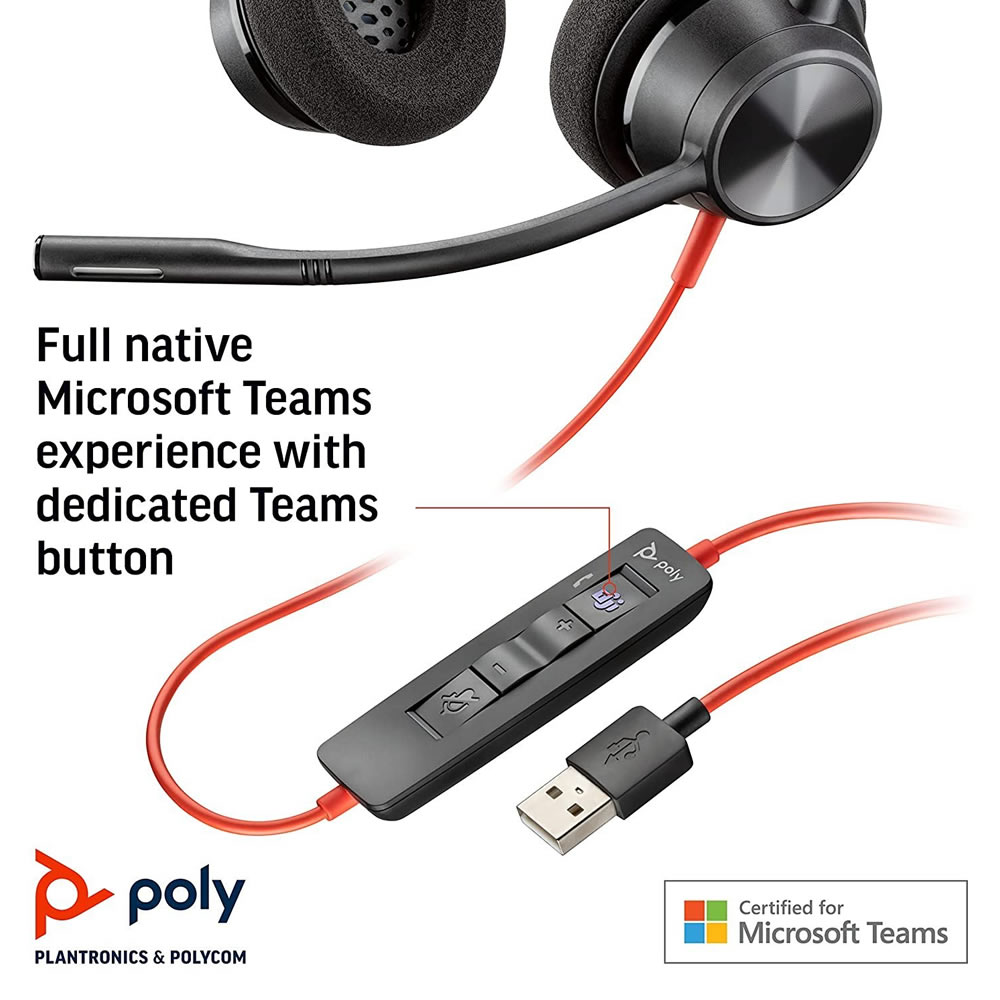 Audífonos USB-A con Micrófono Poly Plantronics Blackwire 3320 Estéreo ...