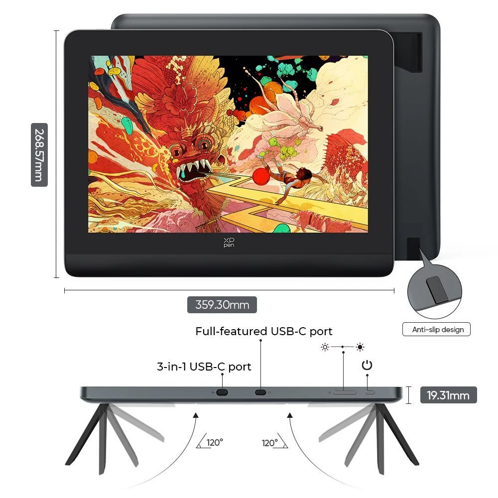 Tableta De Dibujo Con Pantalla XP-Pen Artist 16 Pro 2Gen 2.5K + Keydial ...