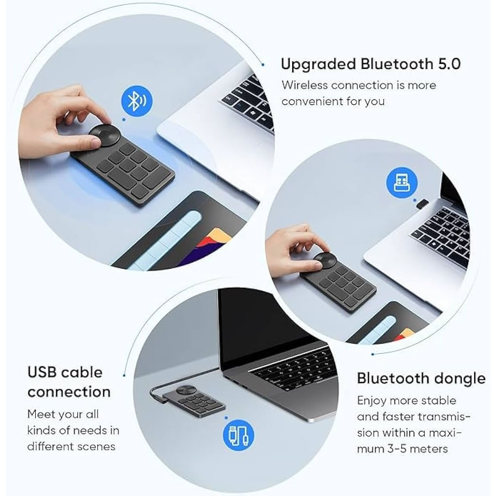 Mini Teclado Keydial Bluetooth de Atajos Programable XP-Pen ACK05 ...