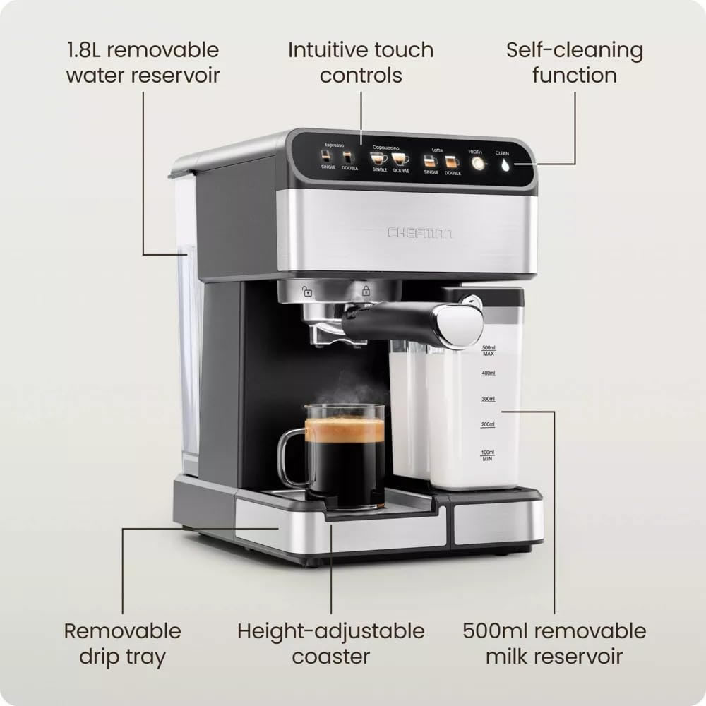 Máquina Automática de Espresso Cappuccino y Lattes Chefman Barista Pro ...