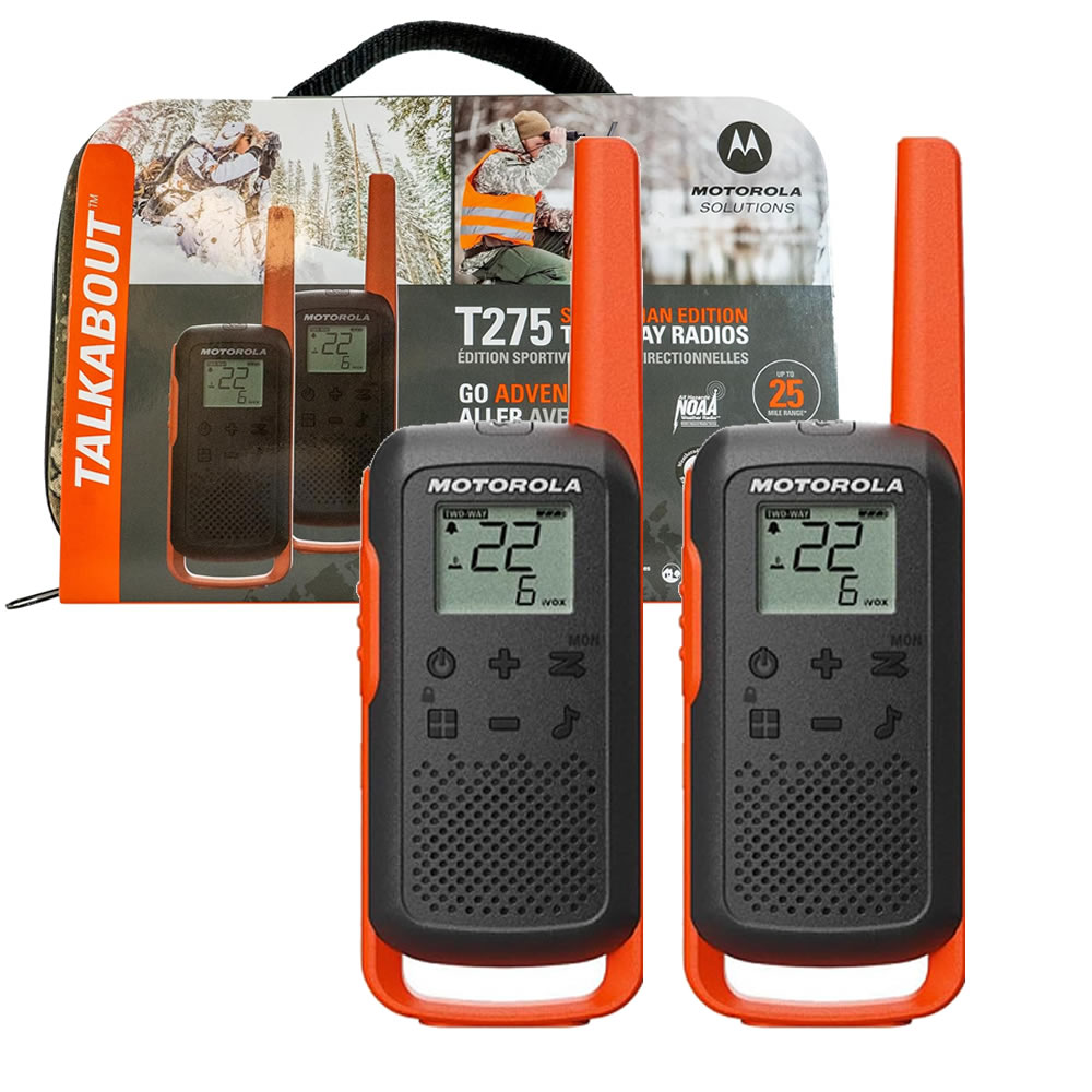 Motorola Walkie Talkie Talkabout T275 Kit de 2 Radios Combo Maleta ...